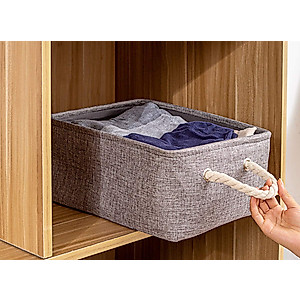 6Pcs Storage Cubes Organizer, Flax Organizer Foldable Waterproof with Handles 12 x 8 x 5 Inches, Basket for Blanket Living Room, Toy Basket, Laundry Rope Baskets, Cosmetic Organizer