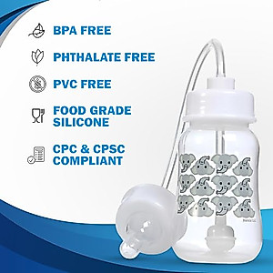 Hands-Free Baby Bottle - Anti-Colic Self Feeding Baby Bottle System 4 oz (2 Pack - Elephant)