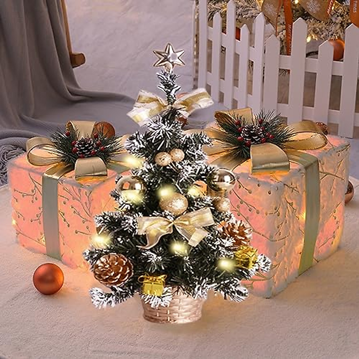 15.7In Decorated Small Christmas Tree Mini Artificial Xmas Tree Tabletop Decorations Indoor Holiday Ornaments for Home Office (#1)