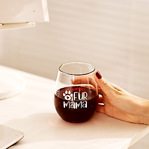 SHENDONG Fur Mama Glass Cat Dog Animals Lovers Gift for Mama Birthday Mothers Day Gifts for Animals Dog Cat Lovers Mama Mom from Daughter Son with Gift Box Thicken 15 Ounce White