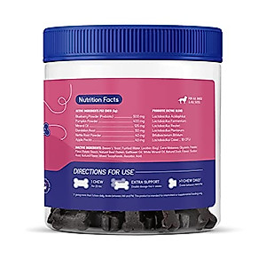 PupGrade Digestive Support Chews for Dogs - Upset Stomach, Diarrhea, Bowel, & Immune Support - Supplement with Probiotics, Prebiotics, Enzymes - Pumpkin, Blueberry, Mineral Oil - 60 Soft Chews