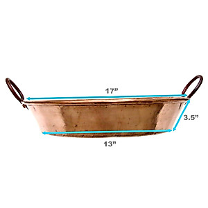 Paella Pan 17" Paellera de Cobre Spain España 100% Pure Hammered Hand-made Artisan Copper Classic Traditional Seafood Marisco Cazo