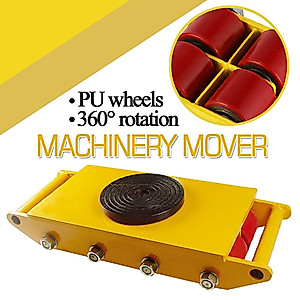 ZXMOTO Machinery Mover with 360 Degree Rotation Cap 12 Ton, 26,455LBs Capacity Industrial Dolly Machinery Skate with 8 Polyurethane Wheels