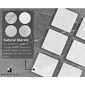 Coaster Set of 6 White Handmade Marble 3.5 Inch Bar Drink Cup Pad, Coffee Mug Square Coasters Set for Kitchen - Ideal Pot Drinks Tea Absorbent Coaster Plates