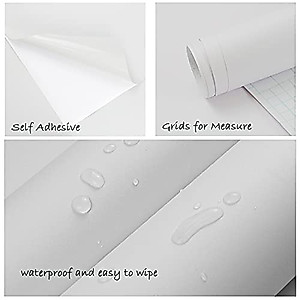 Homease Solid White Wallpaper 24 x 196 inch Thick Matte White Contact Paper Decorative Peel and Stick Wallpaper for Shelf Liner Cabinet Table Door Waterproof Vinyl Self Adhesive Film