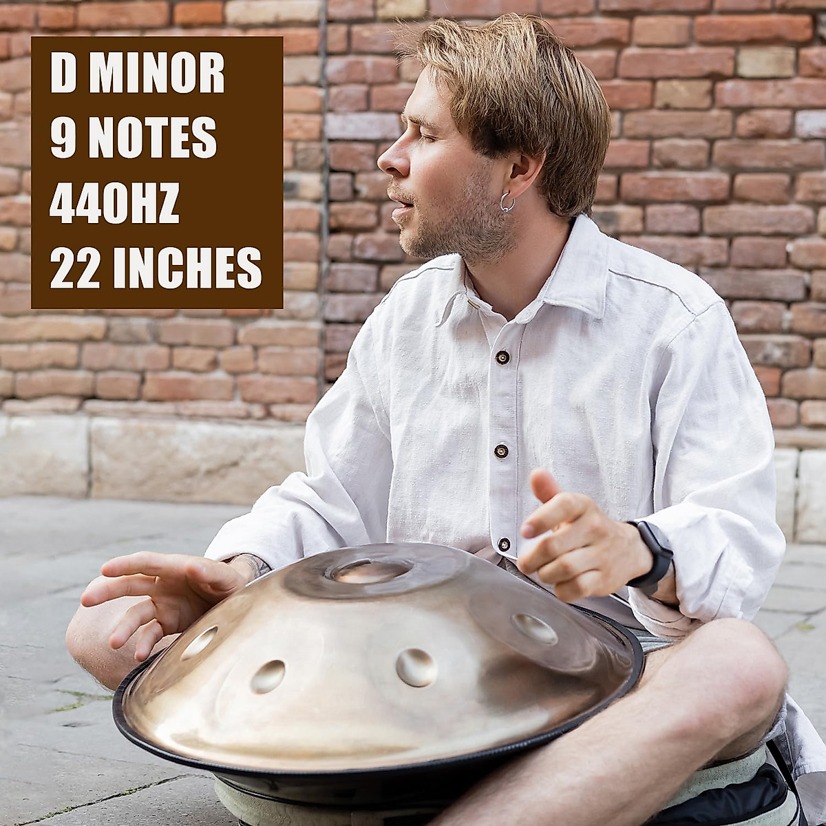 Eavnbaek Handpan Drum, Handpan Drums for Adults, 22-Inch 9-Notes 440Hz D Minor Kurd Handpan, Handpan Instrument with Soft Handpan Bag, 2 Handpan Mallets, Handpan Stand and Dust-Free Cloth (Gold)