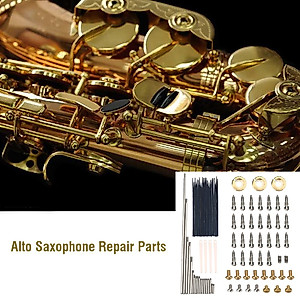 Saxophone Repair Kits, Alto Sax Repair Maintenance Kit, with Rollers, Needle Springs, Rat-tail Screws, Reeds, Reed Screws, Adjusting Screws, Nuts, Round Head Screws