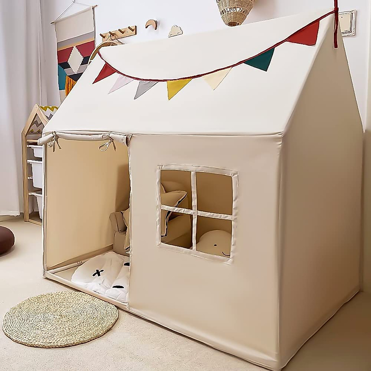 Kids Tent Indoor & Outdoor Toddler Tent Kids Play Tent Large Kids Playhouse Tent Toys with Pennant Banners Razee