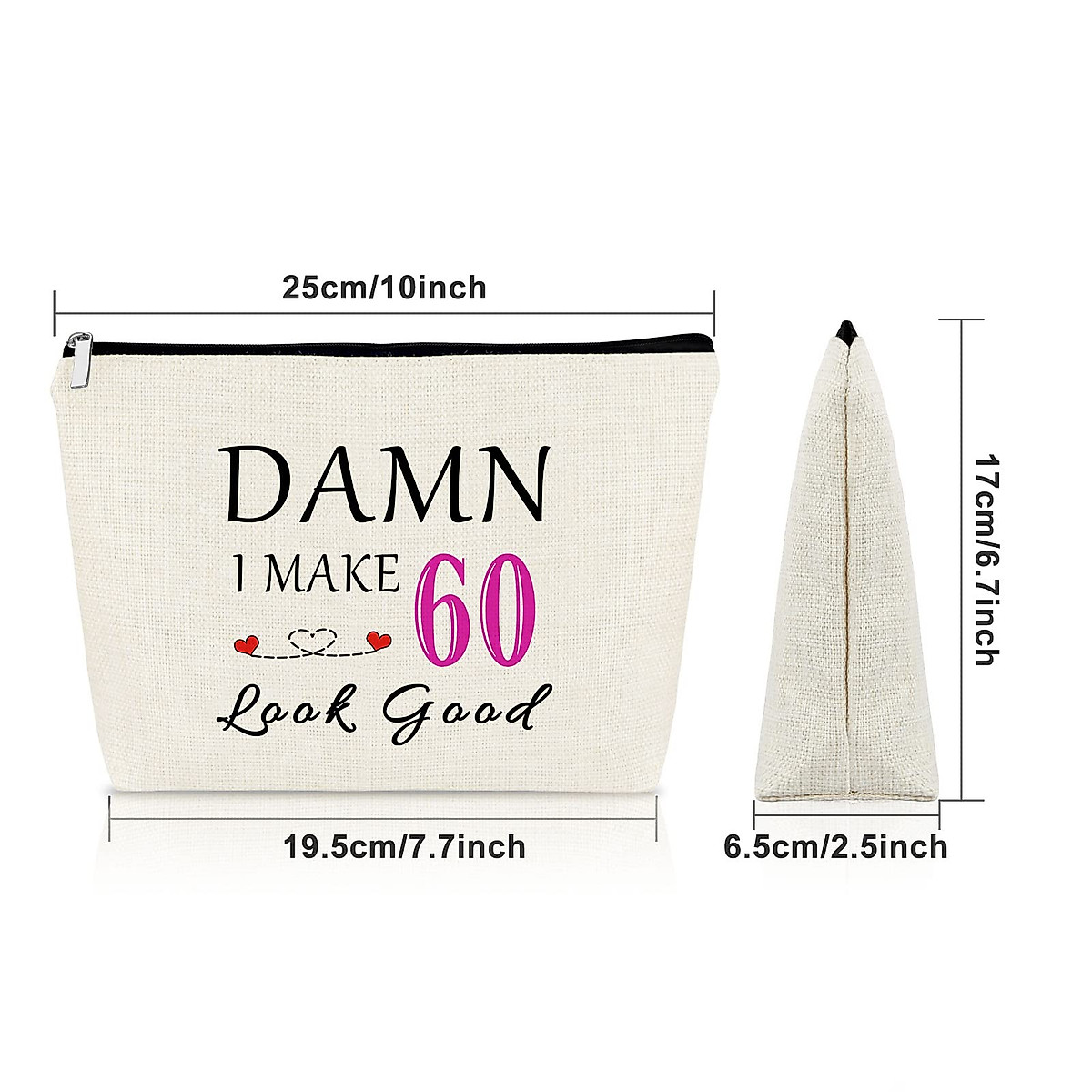 Sazuwu 60th Gifts Idea 60th Birthday Gift for Women Makeup Bag 60 Year Old Birthday Gifts for Grandmother Wife Aunt Cosmetic Bag Happy 60th Birthday Gifts Retirement Mother's Day Gift Christmas Gift