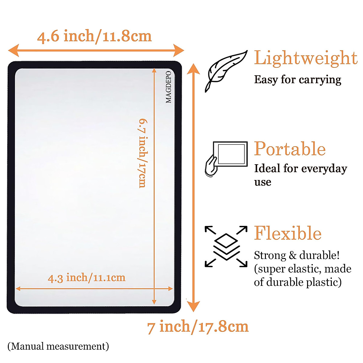 MAGDEPO Page Magnifying Sheet 3X Lightweight Optical Plastic Fresnel Lens with 3X Card Magnifiers, for Reading Small Prints, Map, Book, Magazine, etc.