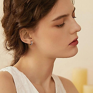 Gacimy Silver Huggie Earrings for Women 14K White Gold Plated, Small Silver Hoop Earrings Cartilage Ear Cuff for Women, White Gold 15MM