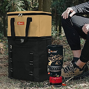 BLUU 2-in-1 Patented Backpack Cooler & Insulated Backpack, Double Decker Large Lunch Bag for Men Women, 60 Cans Waterproof & Leakproof Soft Coolers for Camping, Beach, Picnic (Brown)