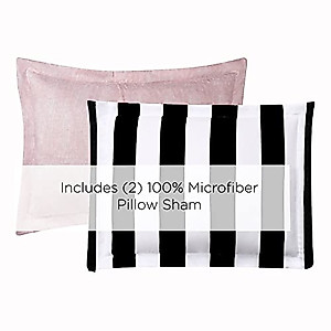 Juicy Couture JYZ010171 Cabana Stripe 6-Piece Reversible Set, King, Canaba Stripe Black