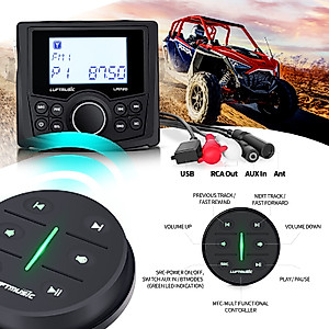 Marine Bluetooth Radio - Weatherproof Marine Stereo System with Wireless Remote - Built-in 3" Dot Matrix LCD Display, Amplifier, Bluetooth, Digital Media MP3 Player, AM/FM Radio