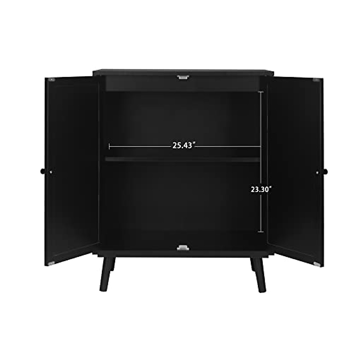 ORRD Sideboard Buffet Cabinet, High Kitchen Storage Cabinet with Rattan Doors and Adjustable Shelves, Accent Home Furniture for Living Room, Bedroom (Black)