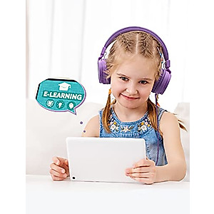 ONTA Kids Headphones for Boys Girls - Child Student Headset Wired plug Toddler Earphones School Teen on Ear for Ipad | Computer | Smart phone | Amazon Fire Tablet | Laptop | Plane Travel | Game purple