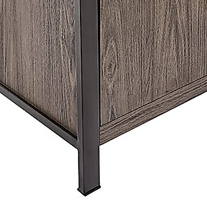 ROCKPOINT Industrial Modern Universal Stand with Doors and Open Shelves Entertainment Center, 60 Inch, Charcoal Grey