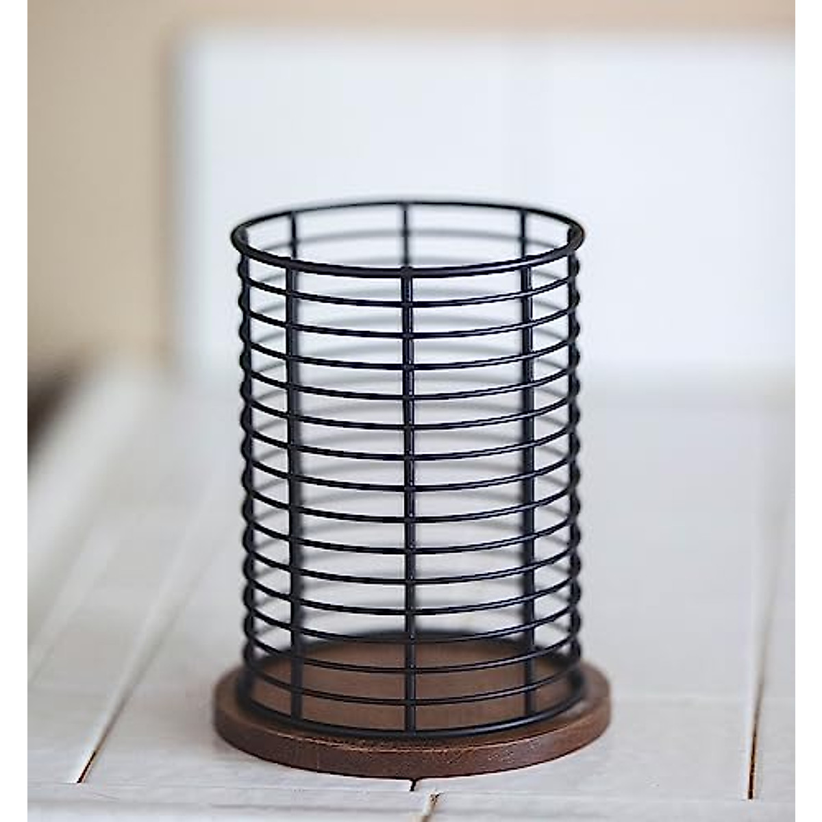 Emerson Ergonomics Wood and Metal Kitchen Utensil Holder Desk Organizer Multi-Purpose Counter Organizer