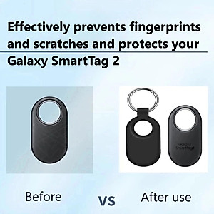 Bingcok 2 Packs for Galaxy SmartTag2 Case Keychain Smart Tag 2 Case (2023) for Keys, Wallet, Luggage, Backpacks,Pets (1-2Black)