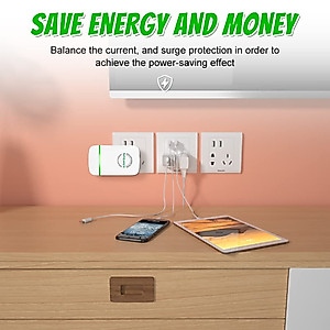 Tuoetp Pro Power Saver, Energy Saving Device, 3-Port Power Strip, Green, Plastic, 90V-250V, 30KW, US Plug, 3 PCS