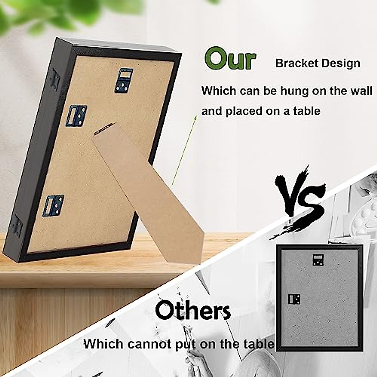 SanerDirect 2 Pack Black Frame for Kids Artwork, Displays 8.5x11 Artwork Frame Changeable| Hinged Wooden Frame for Picture, A4 Size Art Storage, Drawing Storage (12" x9 frame)