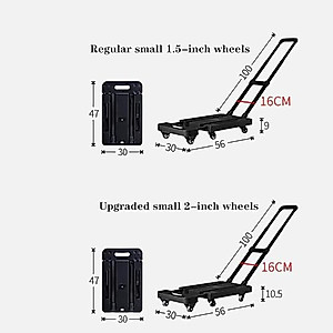 Platform Truck Portable Platform Truck Metal Flat Handtruck Load 110lb Folding Push Cart Small Moving Dolly Cart for Household Luggage Cart Reliable