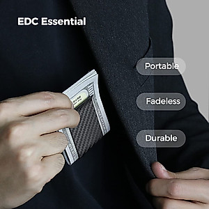 MONOCARBON Carbon-Fiber-Money-Clip-for-Men, Minimalist-Money-Holder for Cash, High Elastic Carbon-Fiber-Wallet, Slim and Durable (Twill Matte Black)