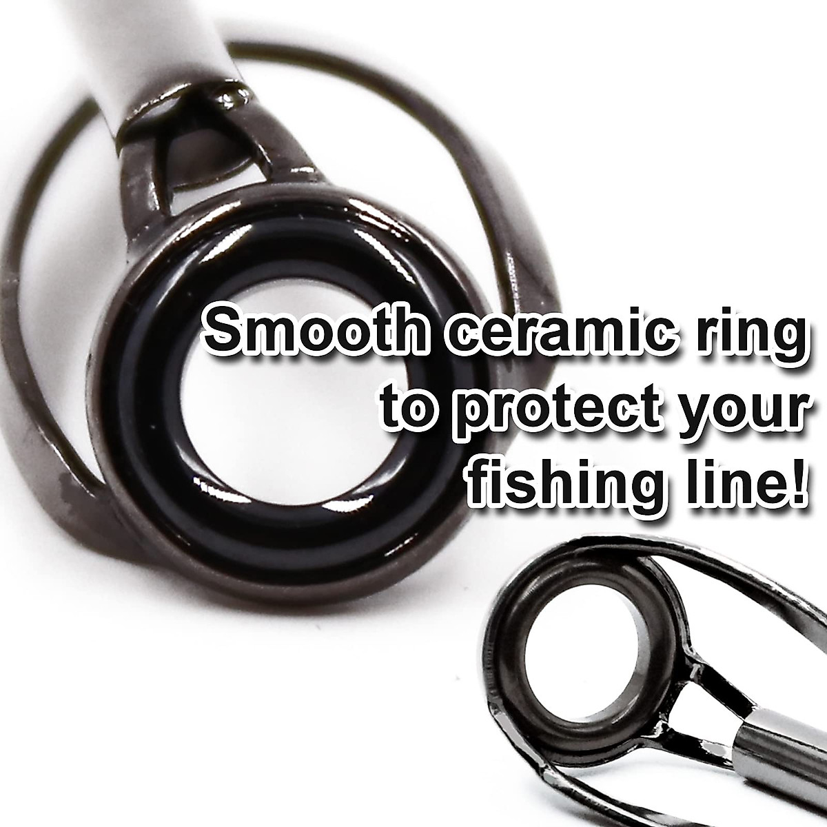 9KM DWLIFE Fishing Rod Tip Guide Repair Kit Pole Replacement Stainless Steel Ceramic Ring Saltwater Freshwater Mixed Size in a Box(40pcs)