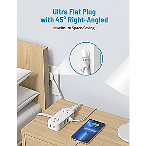 TROND 5ft Ultra Thin Flat Extension Cord, 4 Widely Spaced AC Outlets, 4 USB Charger(1 USB C Port)+TROND Bluetooth 5.2 Transmitter Receiver, 2-in-1 Bluetooth Adapter for TV to Airpods