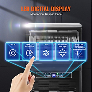 VEVOR Commercial Ice Maker, 70lbs/24H, Ice Maker Machine, 36 Ice Cubes in 12-15 Minutes, Freestanding Cabinet Ice Maker with 12lbs Storage Capacity LED Digital Display, for Bar Home Office Restaurant