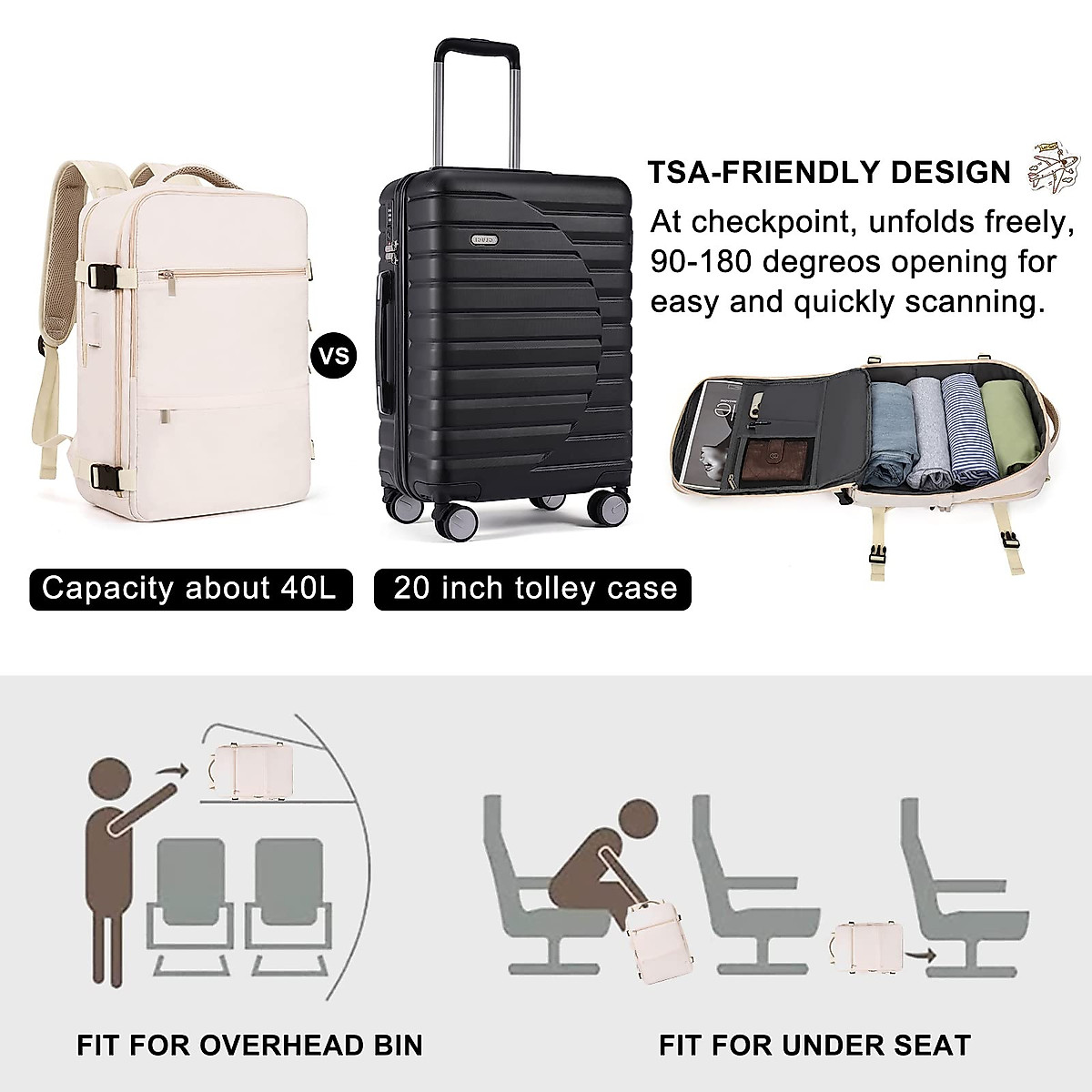 CLUCI Small Crossbody Purses bundles with Trave Backpack Carry On