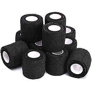 Tattoo Sensi Wrap Grip Cover BISIBITA2 Self Bandage Rolls Sports Adherent Tape 2 inch x 5 Yards, Pack of 24 (Black)