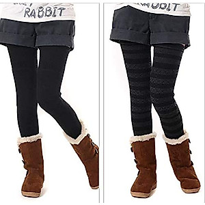 Women Teen Girls Super Long Fleece Knee Padded Leg Warmer Winter Stretchy Warm Knee Braces Leg Sleeves Support Protector Over-Knee Socks Legging for Snow Skiing Dance Yoga Cycling Camping Arthritis