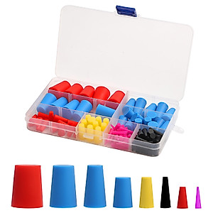 110pcs Silicone Tapered Plugs, 8 Sizes 1/16-5/8in High-Temperature Resistant Stoppers Tapered Plug Rubber Cork for Hole Spraying Coatings Paint Protection
