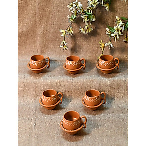 Odishabazaar Tea Cup with Saucer Set of 6 (6 tea cups and 6 saucers 5.4 oz) | Tea cups set of 6 Microwave Safe