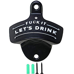 Bottle Opener Wall Mounted, Christmas Funny Wall Mount Bottle Opener for Men Dad Beer Lovers,Novelty Birthday Fathers Day with Mounting Screws Wall Anchors（1 Pack)