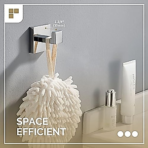 Angle Simple Bath Towel Hook, Solid Metal Bathroom Shower Square Hook Hand Towel Bathrobe Sponges Hanger Kitchen Cabinet Closet Hook Pants and Shirt Holder Polished Chrome, Wall Mounted