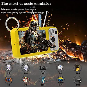 Retro Handheld Emulator Game Console with 5000 Classic Video Games,4.0Inch Screen Mini Game Machine Support for Connecting TV and Two Players, Present for 12 Years up (Yellow)