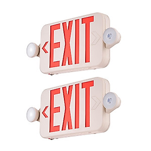 VEVOR LED Emergency Exit Sign, Dual Adjustable LED Heads, Battery-Backed Fire Exit Lighting, Red Letter Combo, Commercial Grade