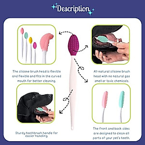 ANTOLL Pets Silicone Soft Head Dog cat with Toothbrush Dog cat Teeth Cleaning Health Care（4-Parks）