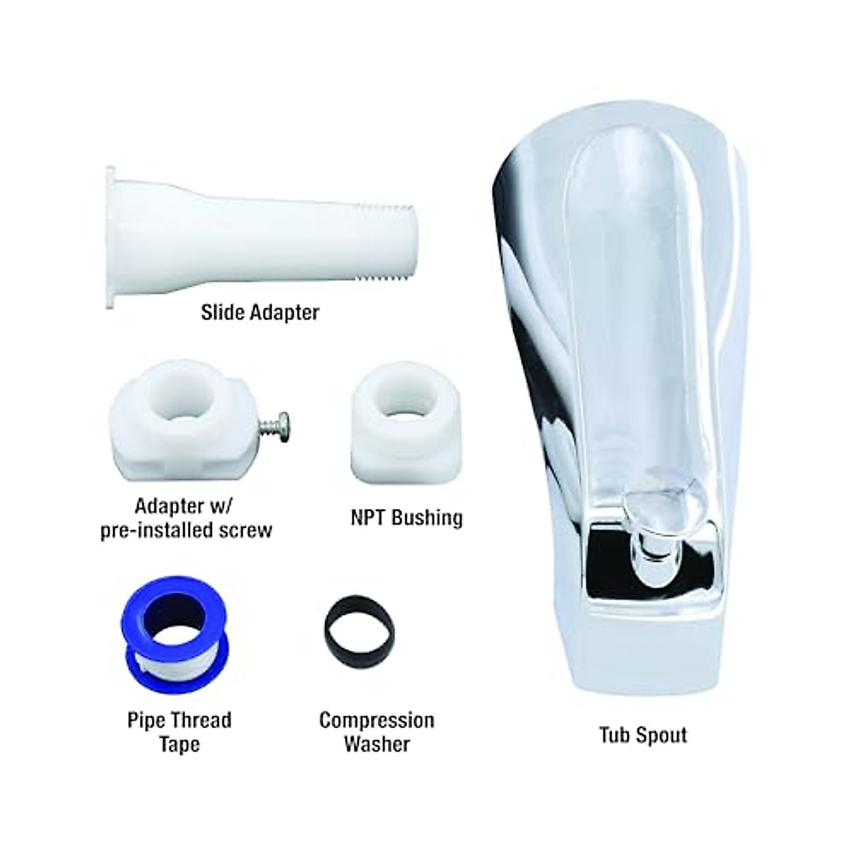 DANCO (88703) Tub Spout with Diverter, Chrome Finish, Metal, 1-Pack