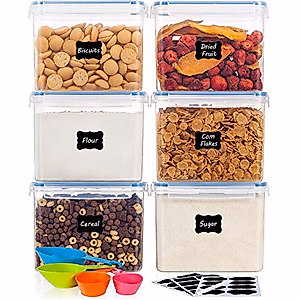 Airtight Food Storage Containers with Lids- HOOJO 6 Pcs (3.3QT / 3.6L) Plastic Containers for Flour, Cereal and Bulk Dry Food, BPA Free Storage Containers for Kitchen Pantry and Snacks, Blue