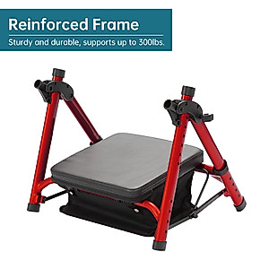 ELENKER All-Terrain Rollator Walker with 10” Non-Pneumatic Wheels, Sponge Padded Seat and Backrest, Fully Adjustment Frame for Seniors, Red