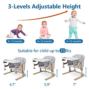 Yacul 3-in-1 Portable Hook On Chair, Clip on High Chair for Baby with Tray, PU Leather Booster Seat for Kitchen Chair, Adjustable Height