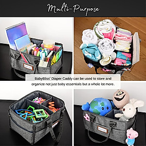 BabyBliss Diaper Caddy - Storage Bin for Nursery - Car Organizer for Diapers and Baby Essentials - Waterproof Storage Basket for Changing Table