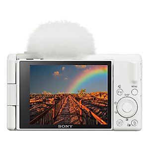 Sony ZV-1 II Vlog Camera for Content Creators and Vloggers (White) (ZV-1M2/W) + 64GB Memory Card + Card Reader + Deluxe Soft Bag + Flex Tripod + Memory Wallet + Cleaning Kit (Renewed)