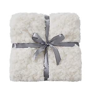 Valea Home Faux Fur Throw Pillow Covers for Couch Decorative Plush Swirl Luxury Super Soft Throw Pillow Case Set 18 x 18, Pack of 2, Ivory White