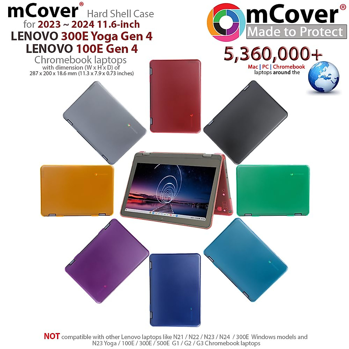 mCover Hard Shell Case ONLY Compatible for 2023~2024 11.6" Lenovo Chromebook 300E Yoga Gen4 / 100E Gen 4 Laptop (NOT fitting ANY other Lenovo models) - Black