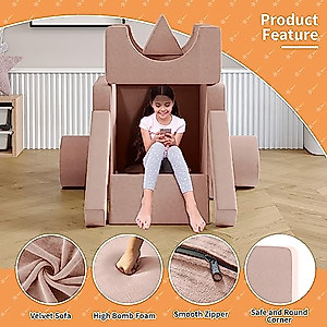 DEYGIA Modular Kids Play Sofa, 13PCS, Pink, Medium, Sponge, Sofa Bed, Sofa