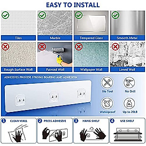 Ecloo Shower Caddy Adhesive Wall Mounted Bathroom Shelves Organizer Cosmetic Organizer Makeup Organizer Holder for Bathroom Kitchen Organizer Storage Wire Shelves Basket (3-Tiers)